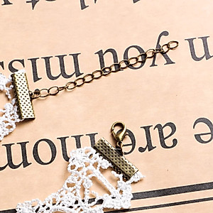 MILAKOO Women White Lace Necklace Gothic Style Tassel Flower Pendant Choker Princess Bracelet Set