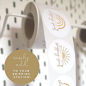 Lain & Lou 2 Inch Thank You Stickers [Roll of 500], Boho Rainbow Design for Small Business Packaging Supplies