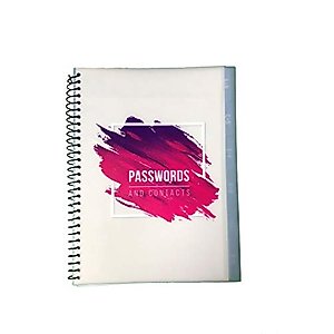 RE-FOCUS Password Book with Alphabetical Tabs 10"x7.6" Spiral Bound Credentials keeper Saves All Internet Login Details (Pink)