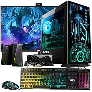 MTG Aurora 4C Gaming Tower PC- Intel Core i7 4th Gen, RTX 2060S GDDR6 8GB 256bits Graphic, 16GB Ram, 1TB Nvme, New MTG 27 Inch Monitor, RGB Bundle, Webcam, Win 10 Home