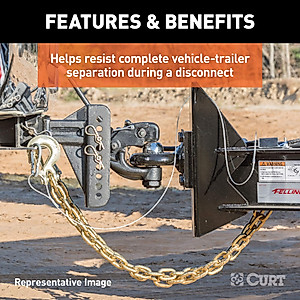 CURT 80303 35-Inch Trailer Safety Chain with 1/4-In Clevis Snap Hook, 12,600 lbs Break Strength