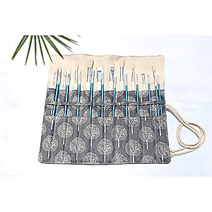 BUSOHA Roll Up Paint Brush Holder Artist Canvas Roll Pouch Bag Makeup Brushes Case Organizer Rollup Protection（15 inch ,Without Brushes）