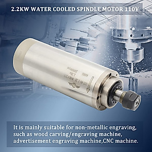 RATTMMOTOR 2.2KW Spindle Motor 110V, CNC Water Cooled Spindle Motor 80mm, 24000RPM High Speed Spindle Motor ER20 Collet 15A 400HZ for CNC Router Machine, CNC Engraver Milling Machine