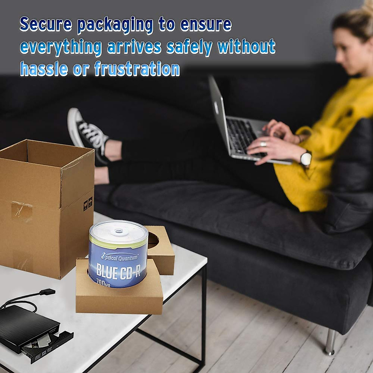 Optical Quantum Blue AZO CD-R 700MB 52X Recordable Media Disc for Data and Music 100pk Spindle Frustration Free Box