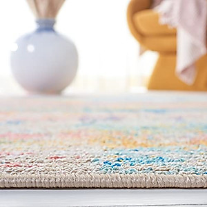 Safavieh Sequoia Collection Area Rug - 6'7" x 9', Blue & Gold, Abstract Distressed Design, Non-Shedding & Easy Care, Machine Washable Ideal for High Traffic Areas in Living Room, Bedroom (SEQ155M)