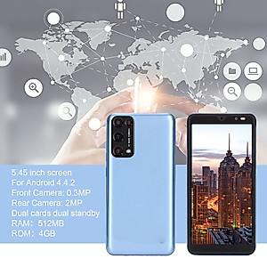 Luqeeg Unlocked Android Smartphone - 5.45 Inch HD Touch Screen, Ultra Thin Cell Phone with Dual Core Processor, Face Recognition, 512MB+4GB, 128GB Expandable, Long Lasting Battery (Blue)