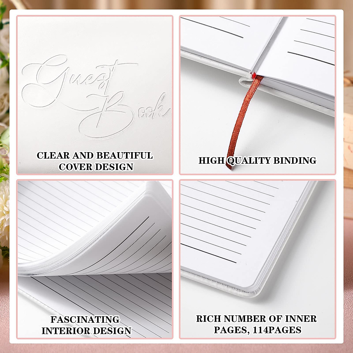 Panelee Wedding Guest Book with Pen Set Elegant Guest Sign in Books Bridal Shower Guestbook Beautiful Guest Book Wedding Reception Guestbook for Wedding