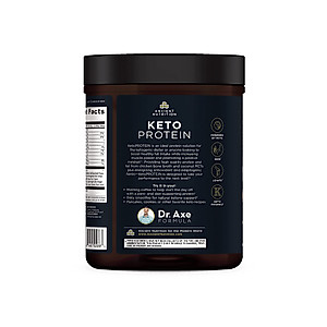 Ancient Nutrition Keto Protein Powder, KetoPROTEIN with Fats from Bone Broth and MCT Oil, Chocolate, 18g Protein 10g Fat Per Serving, Gluten Free, Low Carb, Paleo Friendly, 17 Servings