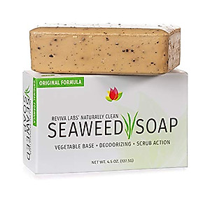 Reviva Seaweed Soap - 6 Pack - Organic Seaweed Face Scrub and Exfoliating Body Scrub Soap Bar - 4.5 oz. Vegetable Base Natural Bar Soap and Seaweed Bath Detox Soap Made in the USA