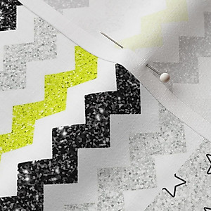 Spoonflower Fabric - Softball Baseball Neon Yellow Black Womens Sports Girls Chevron Printed on Petal Signature Cotton Fabric by The Yard - Sewing Quilting Apparel Crafts Decor