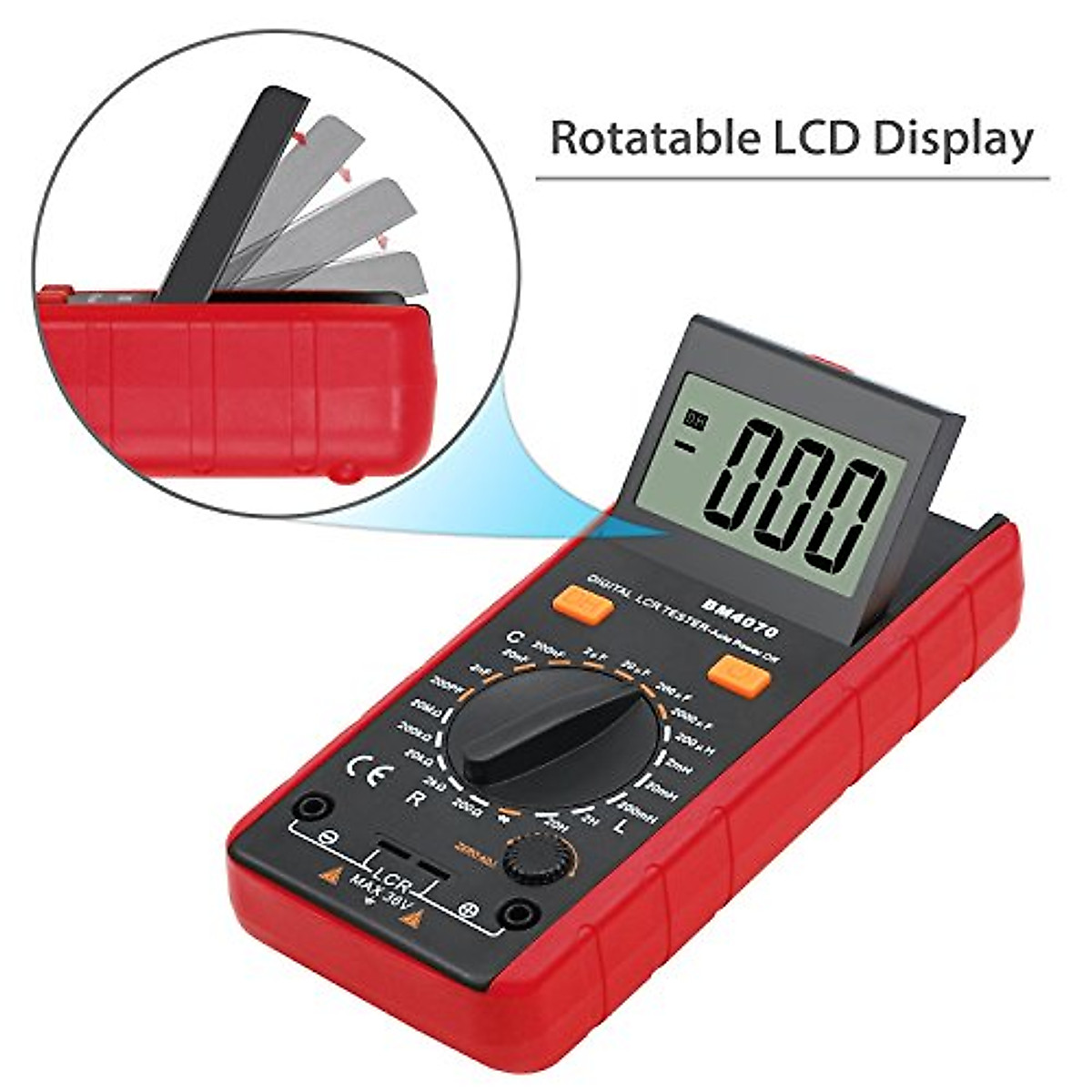 CAMWAY LCR Meter LCD Capacitance Inductance Resistance Tester Measuring Meter Self-Discharge pF nF μF with Overrange Display