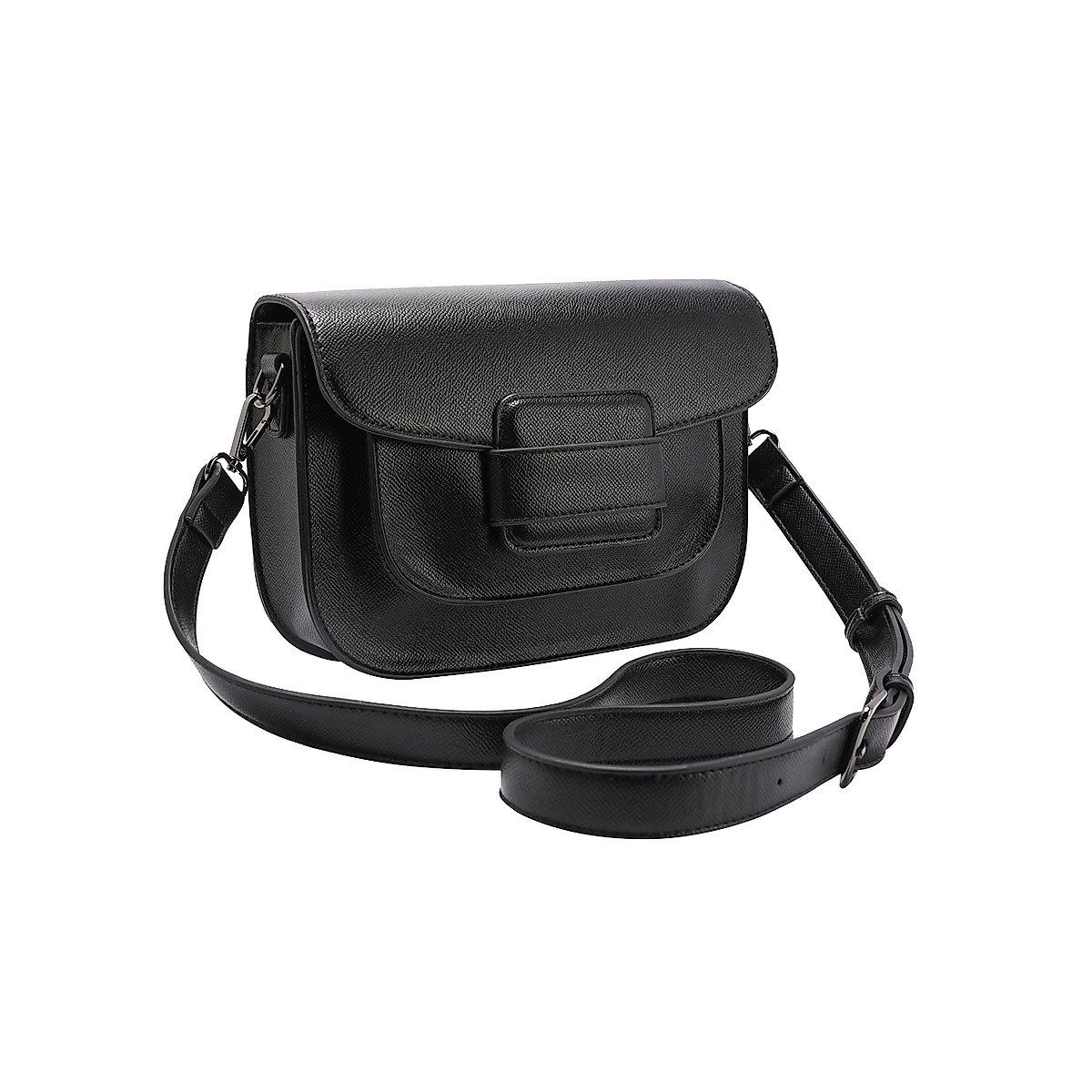 Daisy Rose Cross Body Bag with Magnet Closure - PU Vegan Leather Shoulder Bag - BLACK