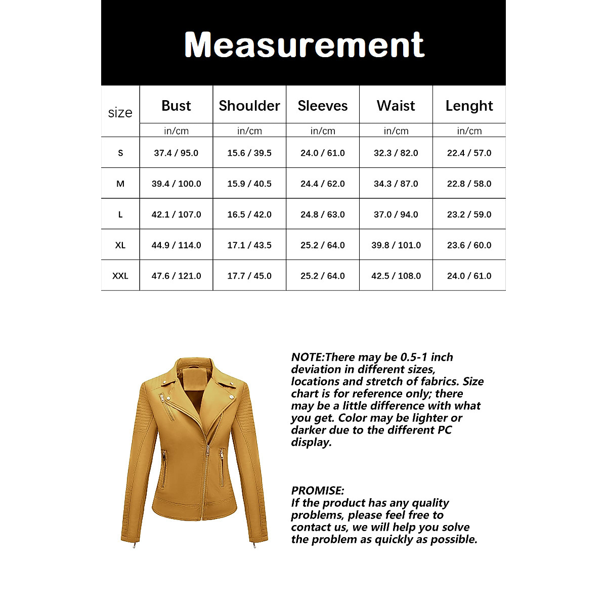 Giolshon Faux Leather Short Jacket Women Motorcycle Biker Casual Coat for Spring Fall and Winter 53 Ginger S