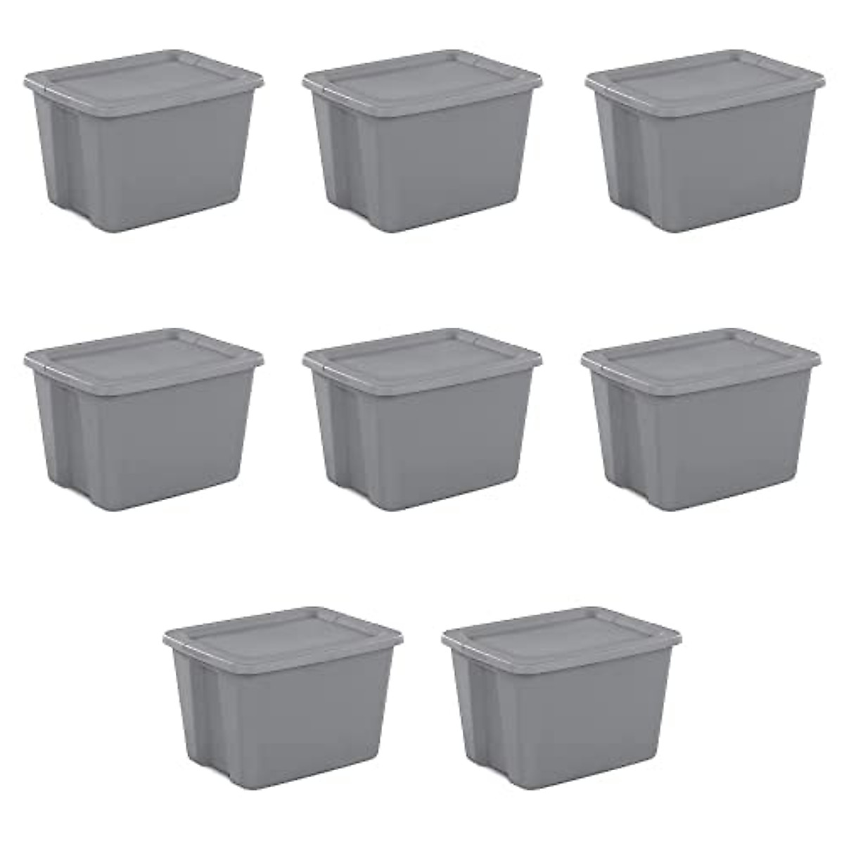 18 Gallon Plastic Storage Tote Box,Storage Bin Tote Organizing Container With Durable Lid, Stackable and Nestable Snap Lid Plastic Storage Bin,Gray,Set of 8