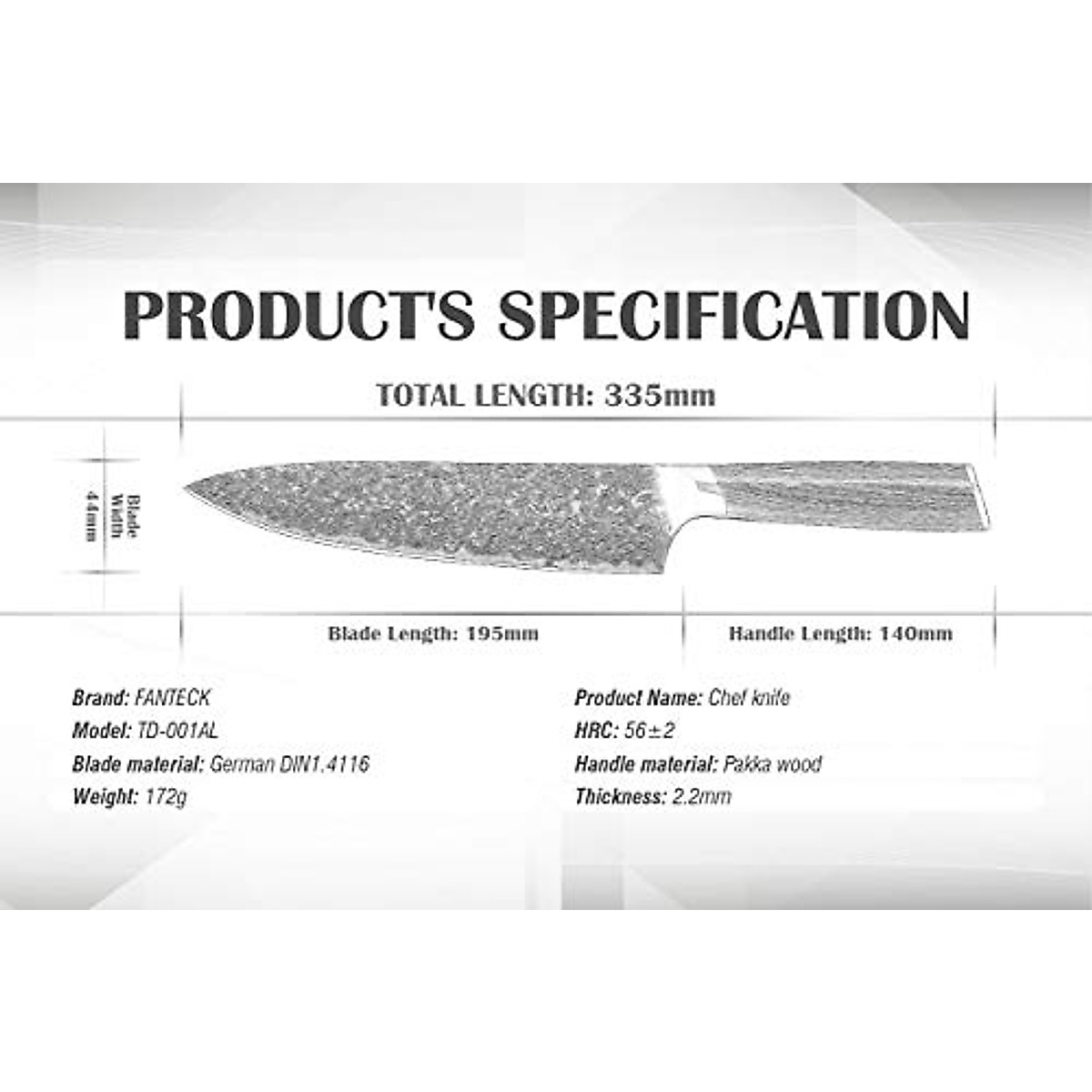 [8 Inch]Chef Knife,FANTECK Kitchen Knife Ultra Sharp Pro German High Carbon Stainless Steel Meat Sushi Fruit Vegetable Cutting Gyuto Cleaver Best Chef Knife[Gift Box]-Ergonomic Pakkawood Handle