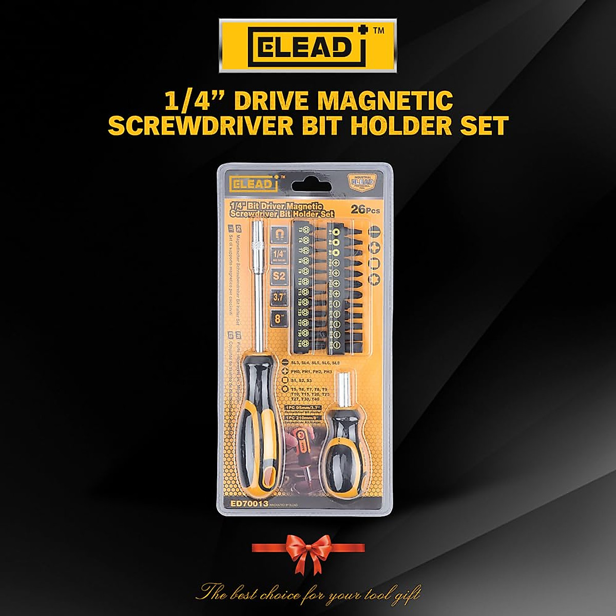 26-Piece Magnetic Screwdriver & Bit Set - Strong Magnetic Bit Holder and Screwdriver Bits, Durable & Versatile, Ergonomic Cushion Grip 95mm & 210mm Handles, Torx, Square, Phillips, Slotted Bits