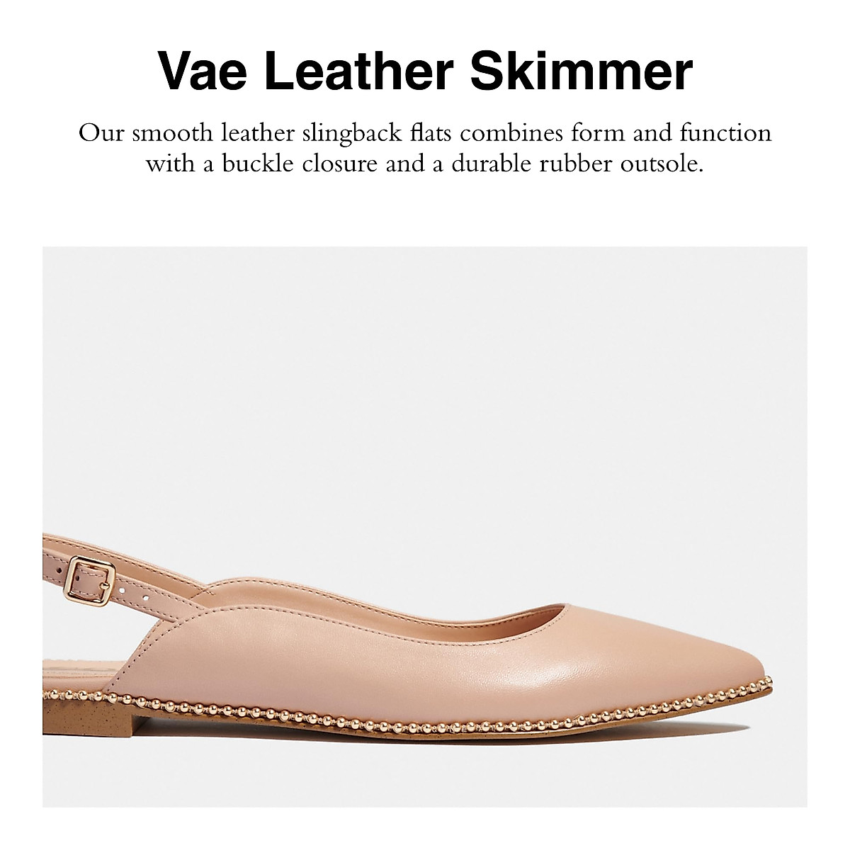 Coach Women's VAE Leather Skimmer Ballet Flat, Beechwood, 7