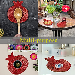 Spoon Rest 2 Pcs Spoon Holder For Stove Top Ceramic Spoon Rest For Kitchen Counter Spoon Rest For Stove Top Coffee Spoon Rest Pomegranate Shaped