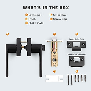 KNOBWELL 10 Pack Heavy Duty Door Lever Lock Privacy Door Lever Without Key Interior Door Handles Matte Black Finish, 2.07 lb One Lever, Left or Right Handing