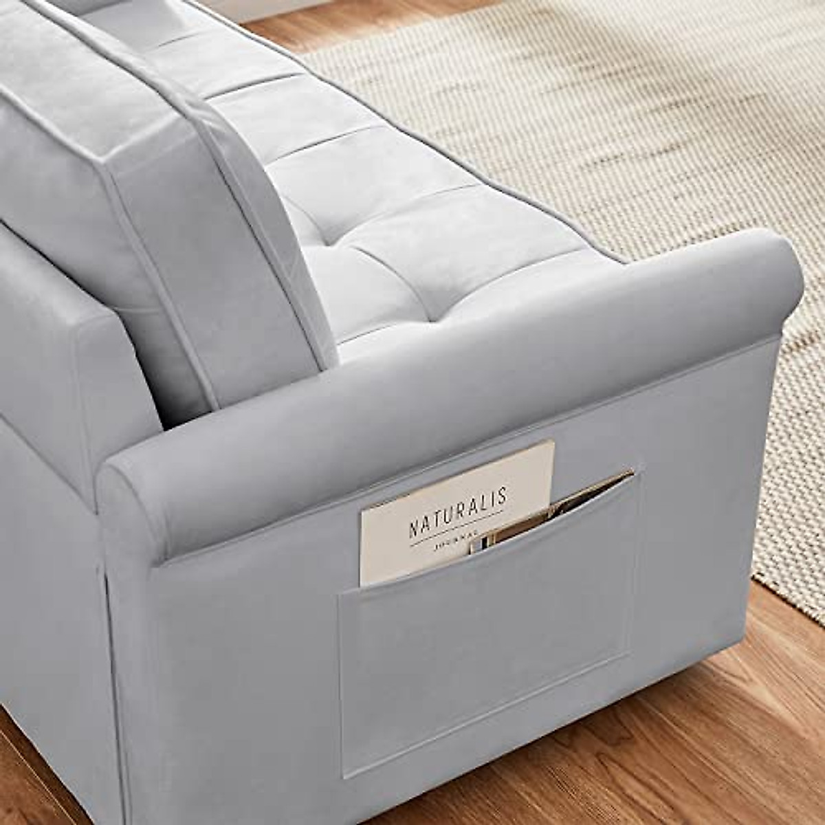 Antetek Loveseat Sleeper Sofa Bed, Modern Velvet Fabric Upholstered Futon Sofa Couch, Twin Floor Gaming Sofa, 54-inch Small Love seat, Foldable Lazy Recliner Sofa for Living Room Apartment, Grey