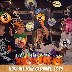 Halloween Party Favors for Kids, 40PCS Light Up Finger Lights Halloween Goodie Bag Fillers, Non Candy Halloween Treats Glow in The Dark Halloween Toys Bulk for Pinata Stuffers, Classroom Prizes Gifts