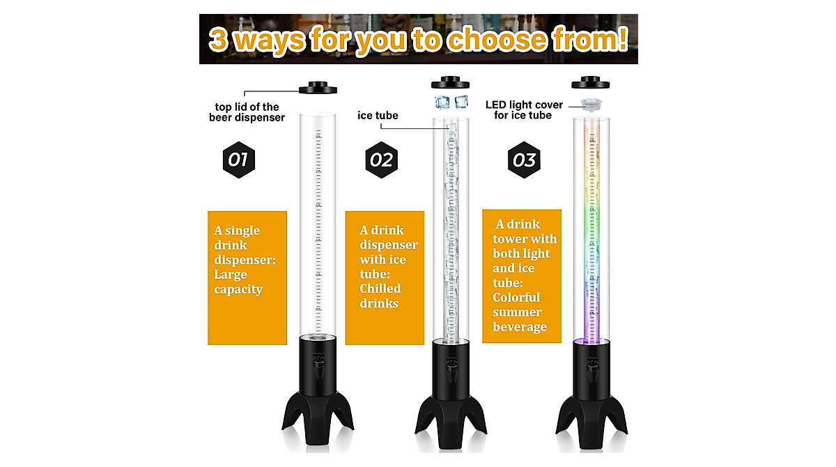 2 Pack 3L Drink Dispenser with LED Lights for Parties