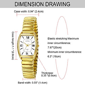 JewelryWe Women's Ultra Thin Easy Reader Watch with Elastic Strap, Golden/Silver Watch