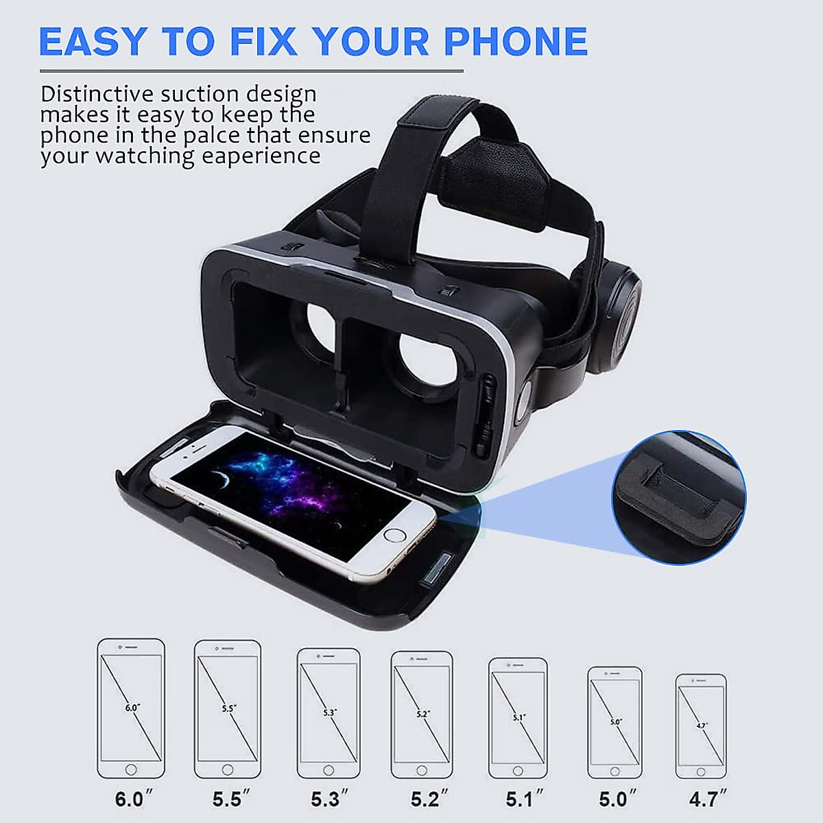 360° VR Headset with Remote Controller Compatible with iPhone and Android Phones,Adjustable 3D VR Glasses Goggles,Virtual Reality Headsets Goggles for Kids and Adults