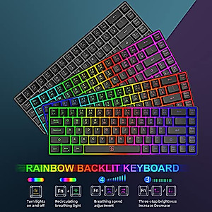 Snpurdiri 60% Wireless Gaming Keyboard and Mouse Combo,LED Backlit Rechargeable 2000mAh Battery,Small Membrane But Mechanical Keyboard + 6D 3200DPI Mice for Gaming,Business Office