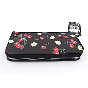 Liquor Brand Cherry Daisy Black zip Around wallet