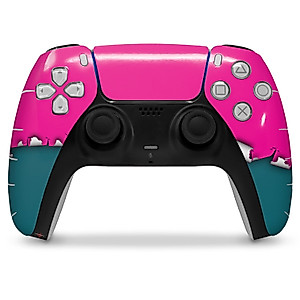 WraptorSkinz Skin Wrap compatible with Sony PS5 DualSense Controller Ripped Colors Hot Pink Seafoam Green (CONTROLLER NOT INCLUDED)