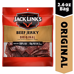Jack Link's Beef Jerky, Original Flavor, 2.6 Oz - Flavorful Meat Snack, 10g Of Protein And 80 Calories, Made With 100% Beef - No Added MSG Or Nitrates/Nitrites