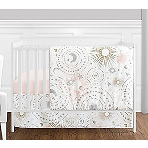 Sweet Jojo Designs Gold and White Celestial Star Foldable Fabric Storage Cube Bins Boxes Organizer Toys Kids Baby Childrens - Set of 2