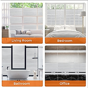 bofeifs Window Privacy Film Frosted Glass Window Film Non Adhesive UV Blocking Decorative Window Coverings for Home Office Meeting Room (Static Cling, Removable, Blinds Pattern) 35.6 x 78.7 inches