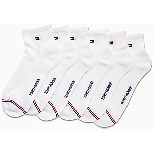 Tommy Hilfiger Men's Quarter Socks - 12 Pack Soft Cushion Athletic Ankle Socks for Men - Breathable Men's Sports Socks, Size 7-12, Solid White