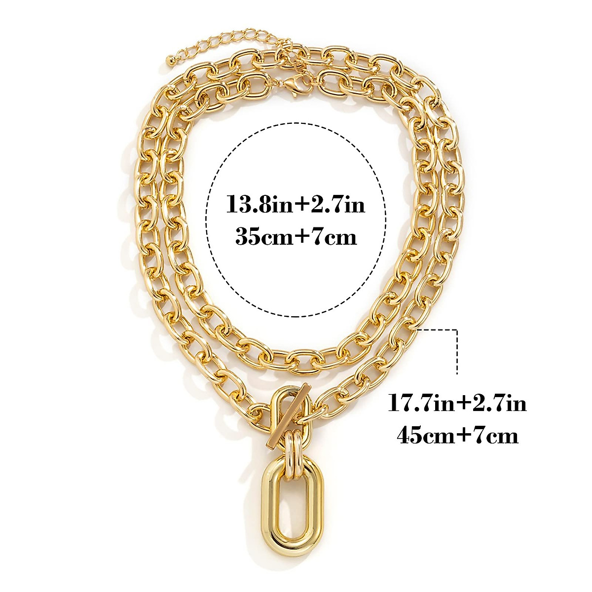 MJartoria Gold Layered Necklaces for Women Trendy Retro OT Buckle Pendant Necklace Chunky Link Paper Clip Chain Pendant Necklaces for Jewelry Birthday Gifts