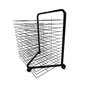 Drying Rack, 15-Shelf Mobile Classrooms Drying Rack with Detachable Steel Wire Shelves for Works of Art Studios and Home Use, Drying & Print Racks, Black Powder Coated Finish