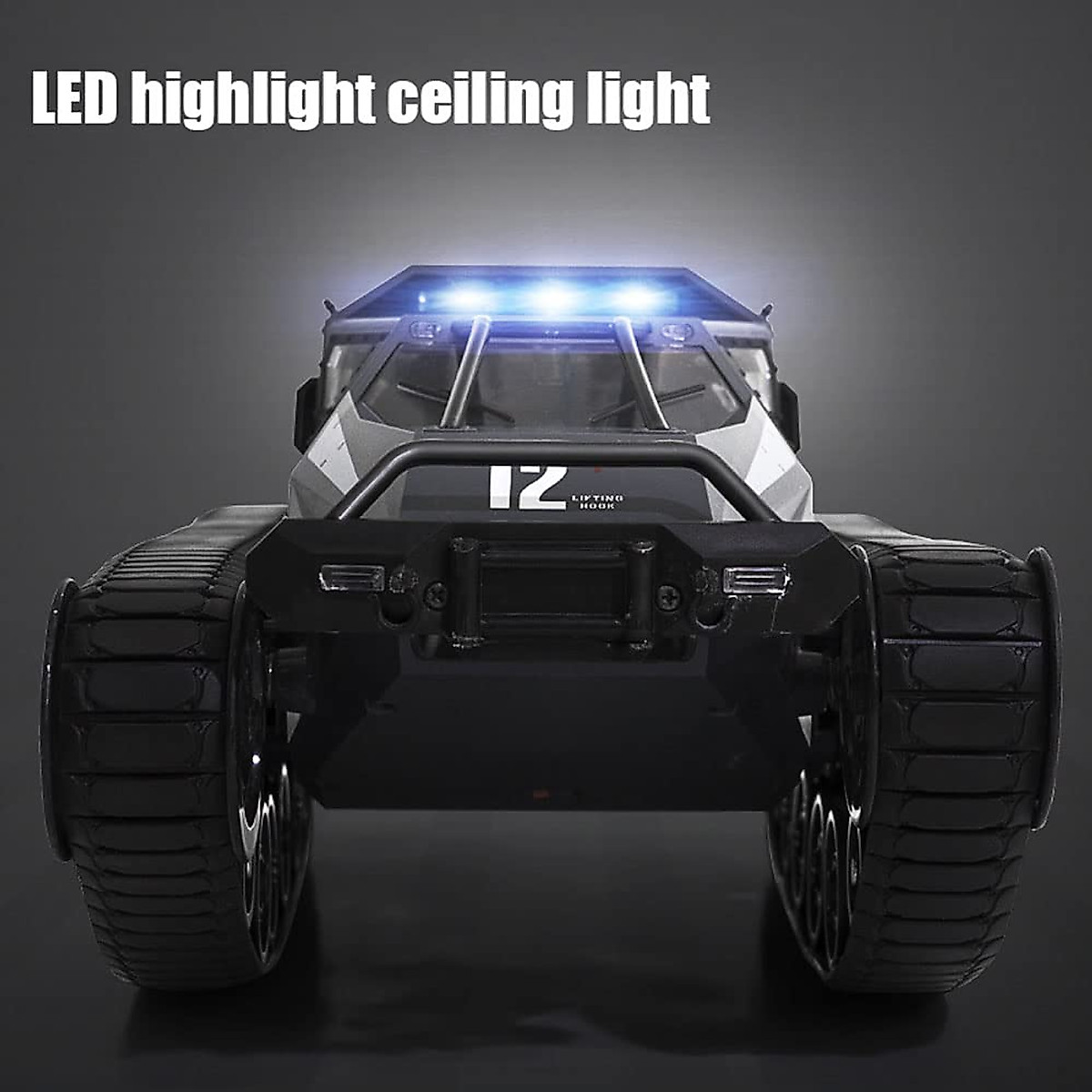 QIYHBVR Remote Control Crawler High Speed Tank All Terrain Off-Road RC Car with Spray Function 2.4 Ghz RC Army Truck 1/12 Drift Tank RC Tank for Kids Adults