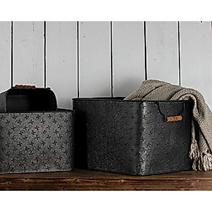 Foreside Home & Garden Black Set of 3 Galvanized Decorative Storage Nesting Bins with Wood Handles