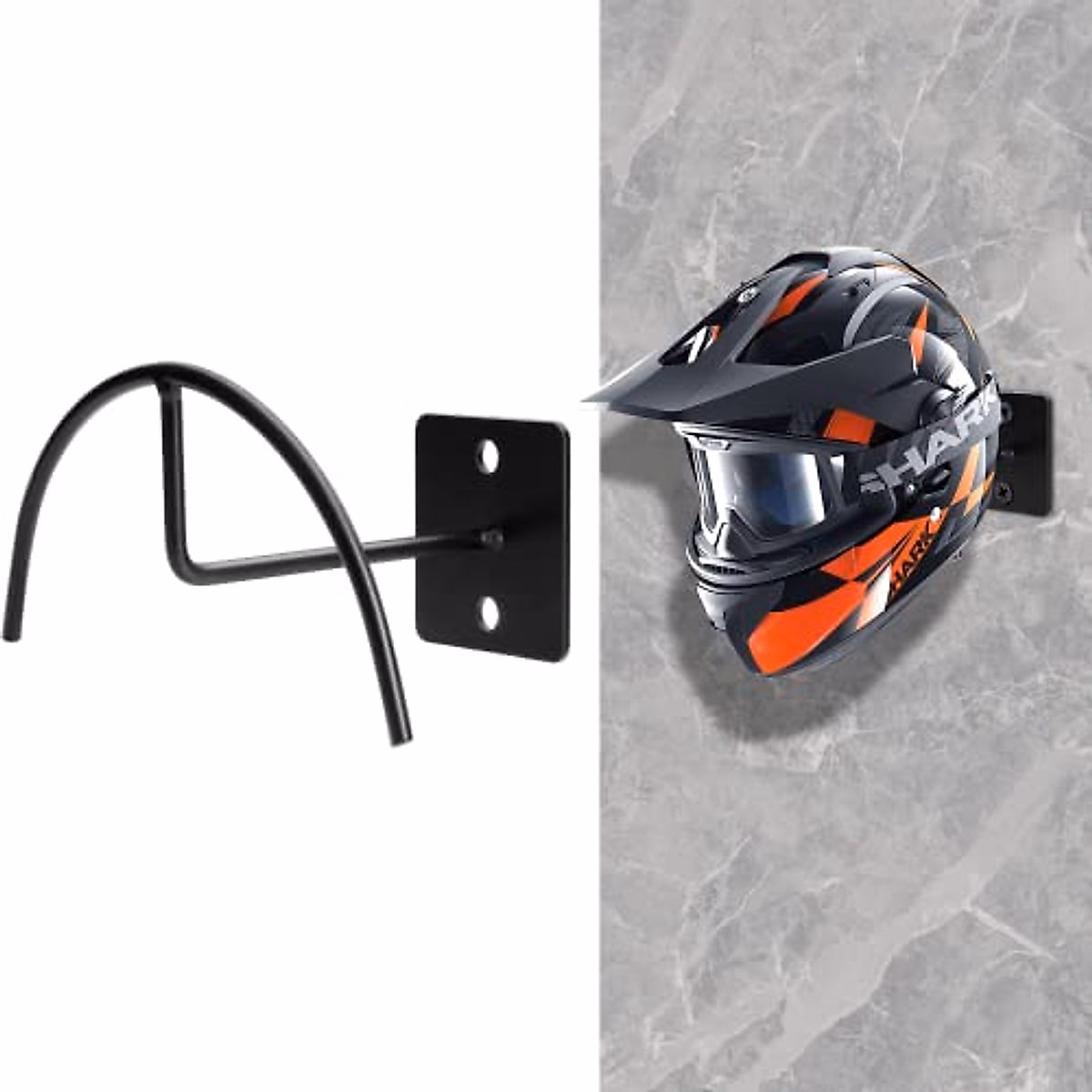 DIYIIRON 4PCS Wall Mounted Hat Rack Helmet Rack Multifunctional Display Rack,Metal Hat Holder Helmet Display Hanger for Hat,Helmet,Coat,Black