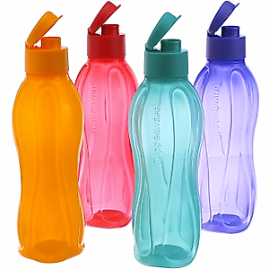 Tupperware Aquaslim Flip Top Water Bottle 750ml - 4pcs set (multicolor)