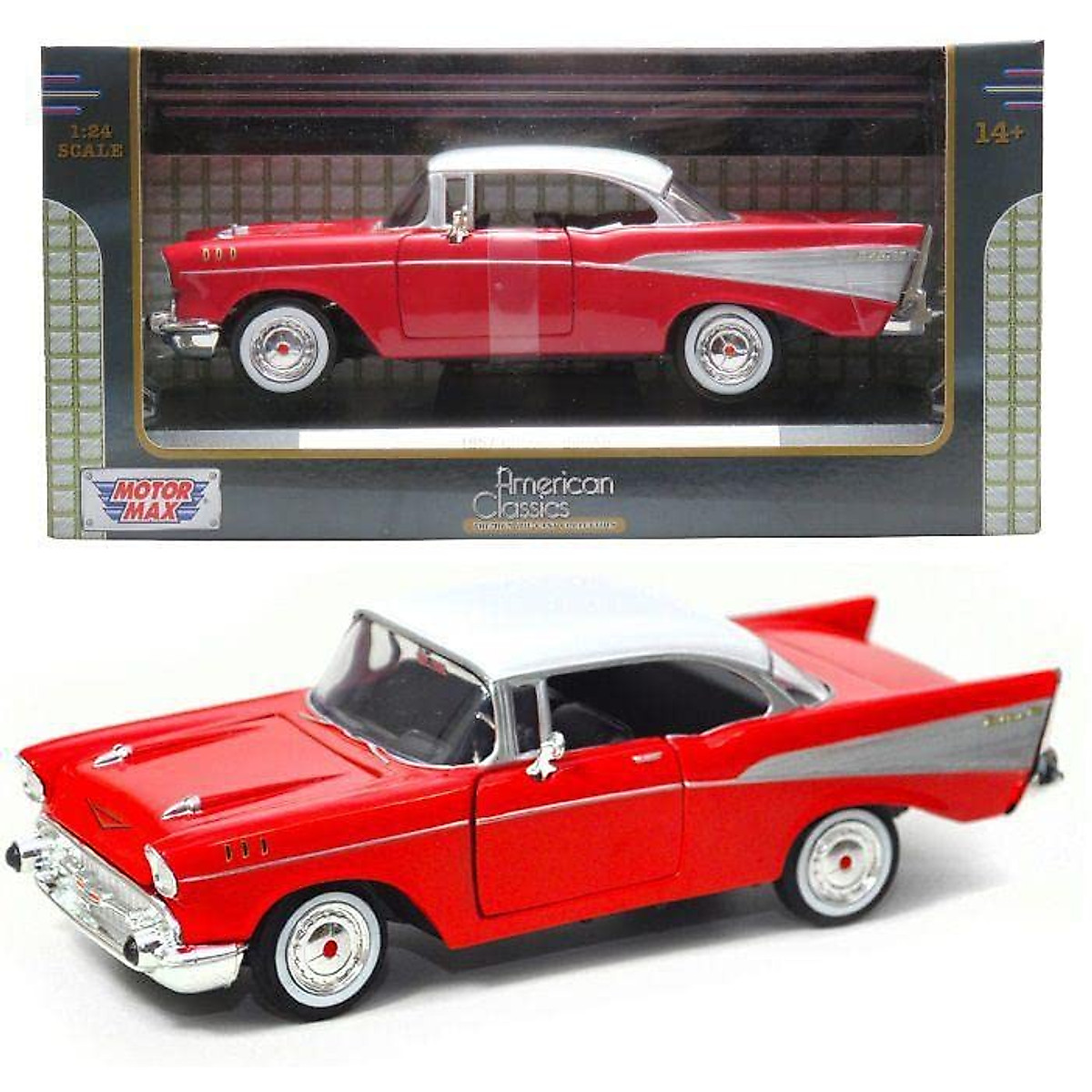 Motormax 1957 Chevy Bel Air Coupe 1/24 Red 73228AC-RD