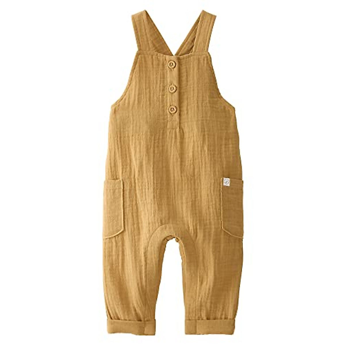 little planet by carter's unisex-baby Organic Cotton Gauze Overall Jumpsuit, Ochre, Newborn