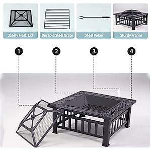 Grand patio Outdoor 5 Pieces Furniture Set,4 Motion Patio Chairs and 32" Wood Burning Fire Pit,Gray