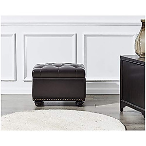 FIRST HILL FHW Deep Tufting Storage Ottoman, Espresso