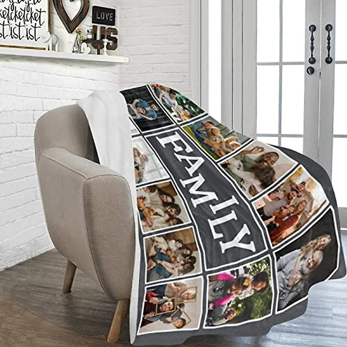 Mothers Day Custom Blankets with Family Photos Personalized Picture Throw Blankets Customized Family Blanket with Photo Blanket Birthday Gifts for Family Mom Mother Grandma Nana Dad Adult Kid 50x60