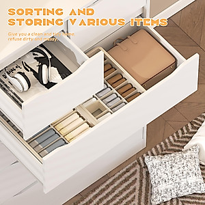 SPERTIKC Tall Chest of Drawers, 6 Drawer Dresser for Bedroom, White Dresser with Large Storage Space, Modern Dresser for Corridors and Living Rooms, 27.5" x 16" x 43.5"