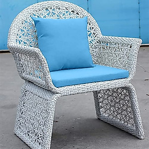 Uheng 6 Pack Patio Outdoor Chair Cushions with Ties, Seat Pads Mat, Waterproof Removable Cover, Comfort Memory Foam Nonslip for Garden Deck Picnic Beach Pool -18" X 18"(Blue)