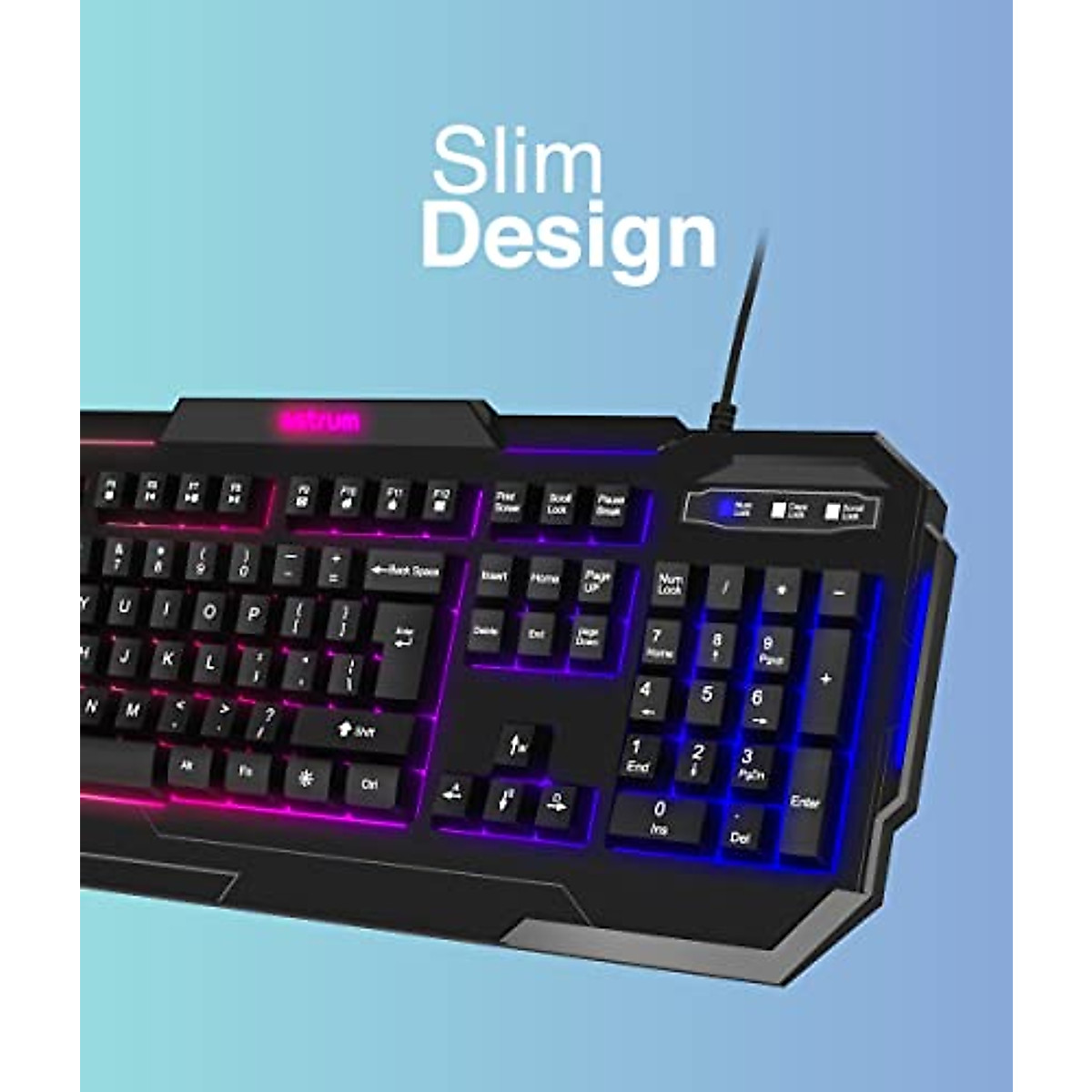 ASTRUM KG200 Wired Gaming Keyboard, LED Rainbow Gaming Backlit, 19 Anti-ghosting Keys, Quick-Response, Multimedia Control for PC and Desktop Computer