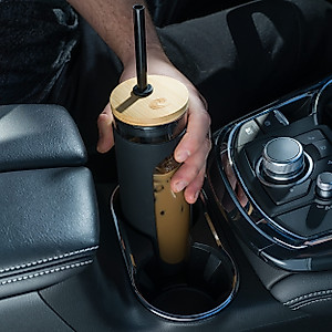 EVY Glass Tumbler 20oz Black Silicone Protective Sleeve Bamboo Lid with Straw for Iced Coffee, Smoothies, and Water Bottle Reusable Cup BPA Free The Original